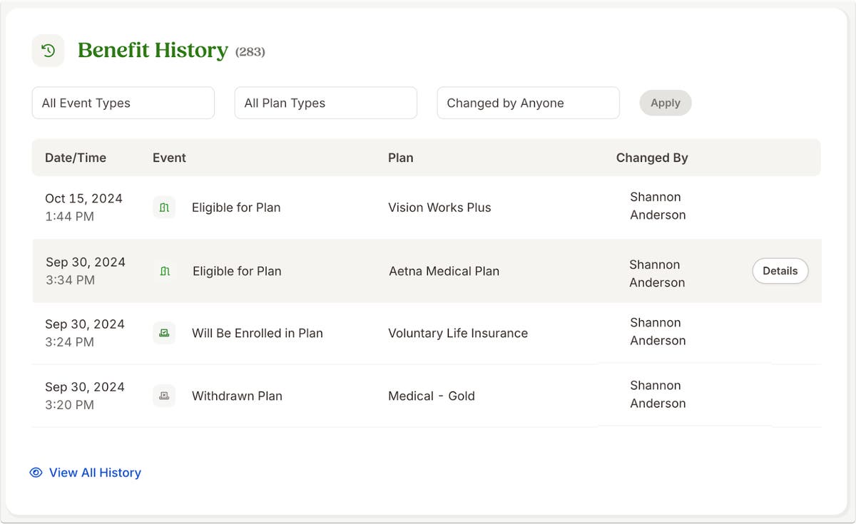 Benefit History Table Revamp | Product Updates | BambooHR