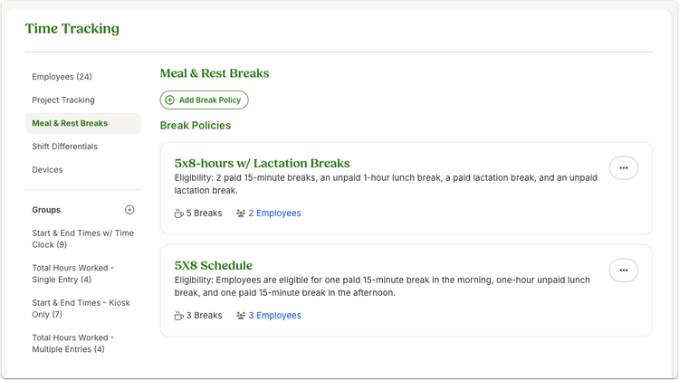 Meal and Rest Breaks on the Web and Mobile App | Product Updates | BambooHR