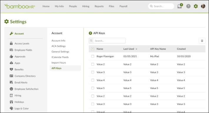 Admin API Keys Settings | Product Updates | BambooHR