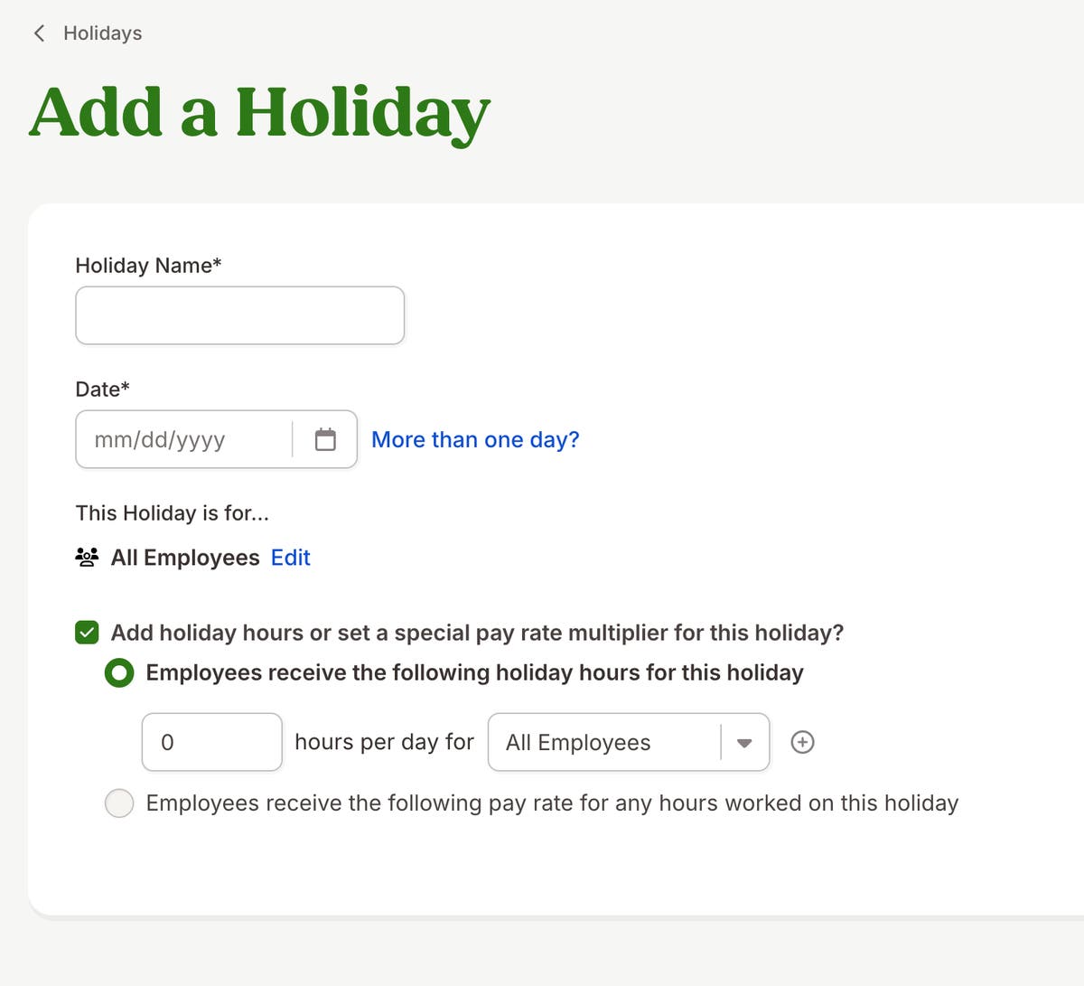 Holiday Pay for All Employees | Product Updates | BambooHR