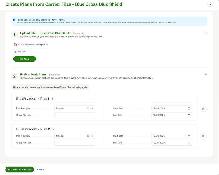 Auto-Create Plans from Plan Documents | Product Updates | BambooHR