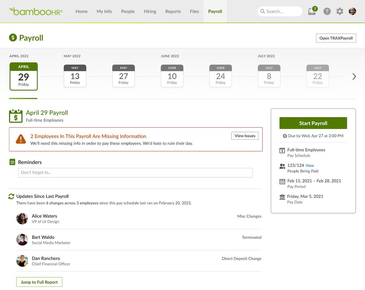 Start Payroll in BambooHR | Product Updates | BambooHR