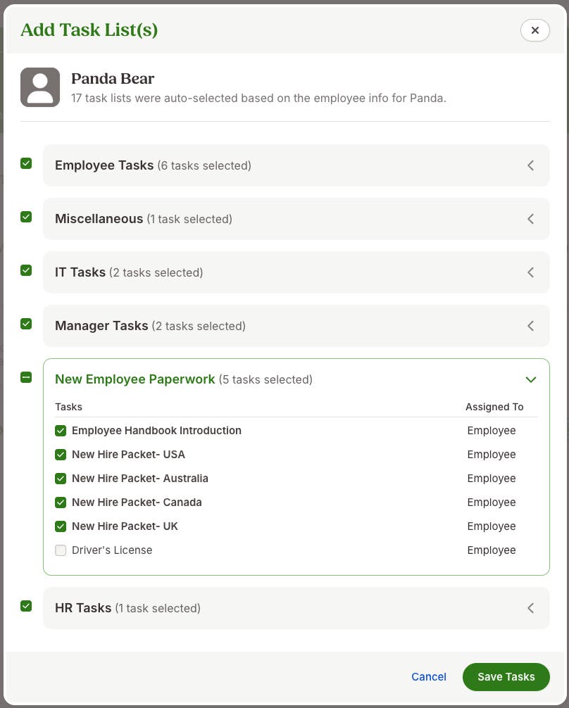 New Import Tasks Modal for Onboarding and Offboarding | Product Updates ...
