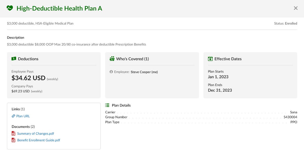 Expanded Plan Info on Benefits Tab | Product Updates | BambooHR