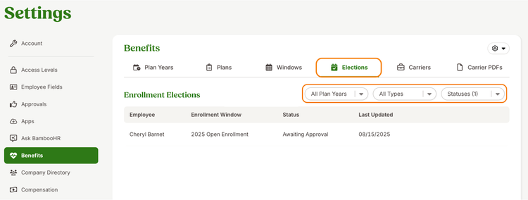 More Filtering Options on Elections Tab | Product Updates | BambooHR